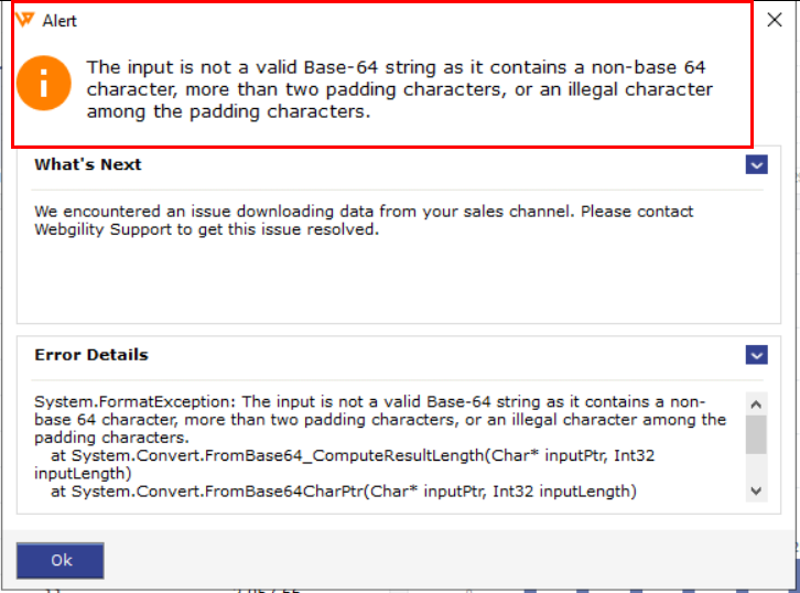 The Input is not a valid Bas-64 string as it contains a non-base 64 character, more than two ...